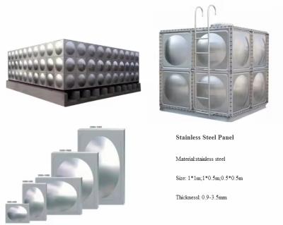 China Square Modular Stainless Steel Water Tank 304-2B Panel Tank 1.0mm to 3.0mm Custom Volume for sale