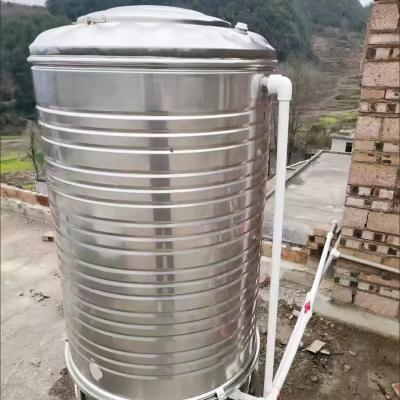 China 304 Stainless Steel Cylindrical Water Storage Tank 100-1000L Insulated for Household Rooftop Domestic Water Supply for sale