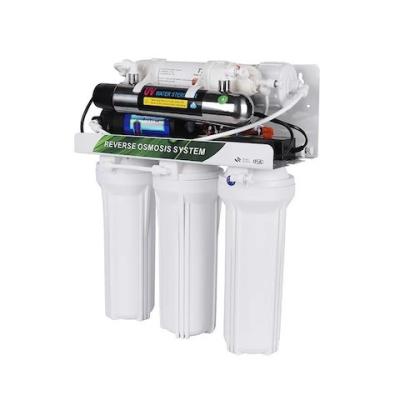China 6 Stage Domestic UV Water Purifier Filter System 75GPD 100GPD Capacity with RO Technology and Mineralization for sale