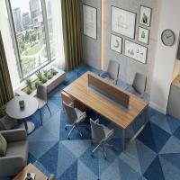 China Blue Geometric Carpet Tile B1 Fire Rated Nylon Commercial Carpet 1/12 Gauge for sale