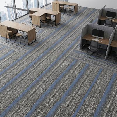 China Blue Grey Textured Carpet Tile High Density Commercial Carpet Tiles for sale