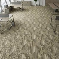 China Neutral Green Carpet Tiles 50cmx50cm Linear Textured Geometric Carpet Tile for sale