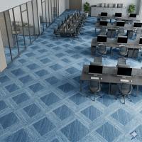 China Denim Blue Carpet Squares 100% Polyamide Geometric Carpet Tile for sale