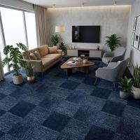 China Indigo Blue Abstract Distressed Checkered Nylon Carpet Tile: High-Density Anti-Crushing, Flame Retardant Class B1, Anti-static & Antibacterial for Busy Corridors for sale