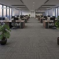 China Dark Grey Carpet Tiles Nylon Antibacterial With Vertical Ribbed Jacquard Loop for sale