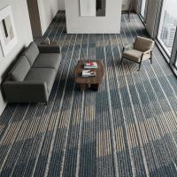China Blue And Beige 100% Nylon Commercial Carpet Tile With Vertical Stripe for sale