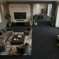 China Monochrome Black Abstract Grid Pattern 100% Polypropylene Carpet Tile with Antibacterial Anti-fouling Treatment and Flame Retardant B1 for Commercial Floor for sale