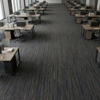 China Modern Dark Grey Abstract Multi-Tone Striped 100% Polypropylene Flame Retardant B1 Antibacterial PP Carpet Tile for Commercial Spaces for sale