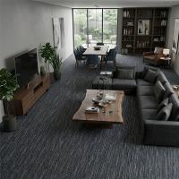 China Modern Dark Grey Abstract Multi-Tone Striped Flame Retardant B1 Antibacterial High Density PP Carpet Tile for Commercial Spaces for sale