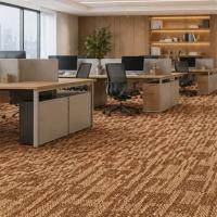 China 50x50cm Carpet Tiles Warehouse Beige Block Abstract Anti Stain Washable Carpet Tiles for sale