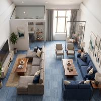 China Light Blue PP Carpet Tile Polypropylene 50x50cm Carpet Tiles for sale