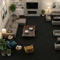 China Dark Black Heathered Linear Ribbed Design Antibacterial PP Carpet Tile with 4mm Pile and Easy Clean Design for Commercial Spaces for sale