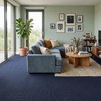 China Navy Blue PP Carpet Tile Fireproof Residential Carpet Tiles for sale