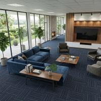 China Deep Blue PP Carpet Tile Wear Resistant Carpet Squares For Office for sale