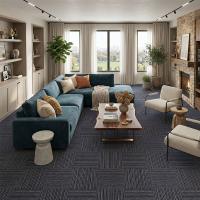 China Multi Stripe PP Carpet Tile 100x100 Industrial Carpet Squares Fireproof for sale