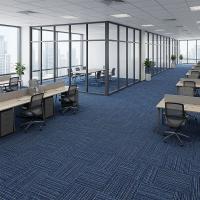 China Dark and Light Blue Heathered Vertical Stripes Antibacterial PP Carpet Tile for Schools with High-Density Tufting for sale