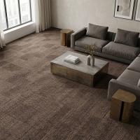 China Brown Horizontal Ribbed PP Carpet Tile 5mm Pile Industrial Carpet Tiles for sale