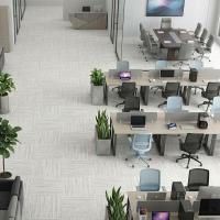 China Pale Ivory Office Floor Carpet Tiles 50x50cm Antibacterial Residential Carpet Squares for sale