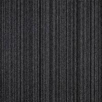 China Dark Black Heathered Linear Ribbed Design Antibacterial PP Carpet Tile with 4mm Pile and Easy Clean Design for Commercial Spaces for sale