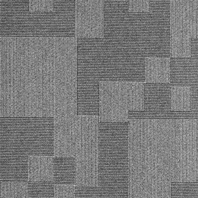 China Minimalist Grey Office Carpet Tiles Geometric Striped Commercial Flooring Carpet Tiles for sale
