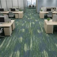 China Green & Blue Abstract Vertical Brushstroke Pattern PVC Backed Nylon Carpet Squares Waterproof Executive Offices for sale