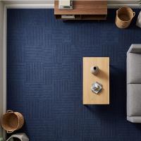 China Navy Geometric Patchwork Linear Texture Pattern PP Carpet Tile 1/12 Gauge B1 Fireproof Office Flooring for sale