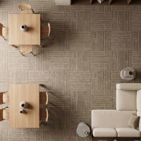 China Beige Geometric Horizontal Ribbed Patch Texture PP Carpet Tile Anti slip Durable High Traffic Mall Floor for sale