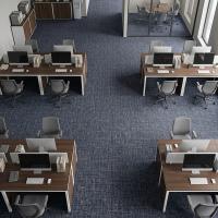 China Dark Navy Heather Crosshatch Grid Texture Tufted PP Carpet Tile 50x50 Stable Office Floor Covering for sale