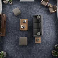 China Dark Navy Heather Crosshatch Grid Texture Tufted PP Carpet Tile 50x50 Stable Office Floor Covering for sale