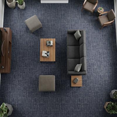 China Dark Navy Heather Crosshatch Grid Texture Tufted PP Carpet Tile 50x50 Stable Office Floor Covering for sale