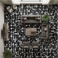 China Black & White Speckled Cross Grid Texture Industrial PP Carpet Tile 5mm Pile Soundproof Executive for sale