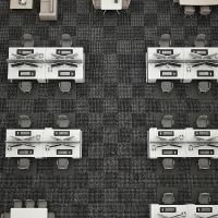China Black & White Speckled Cross Grid Texture Industrial PP Carpet Tile 5mm Pile Soundproof Executive for sale