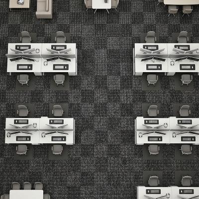 China Black & White Speckled Cross Grid Texture Industrial PP Carpet Tile 5mm Pile Soundproof Executive for sale