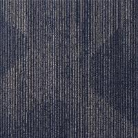China Navy & Ash Grey Vertical Fine Striped Texture Commercial PP Carpet Tile Anti fouling Low Maintenance for sale