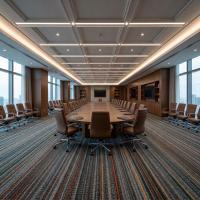 China 100% Nylon Level Loop Office Carpet Tiles 25x100cm Modular Flooring for sale