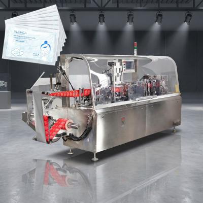 China Automatic Makeup Remover Wipe Packing Machine Single Sachet 4 Side Sealing Cosmetic Tissue Packer for sale
