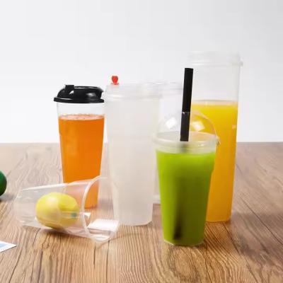 China Disposable 1000ml PP Plastic Cup Customize Logo  Iced Coffee Takeaway Cup for sale