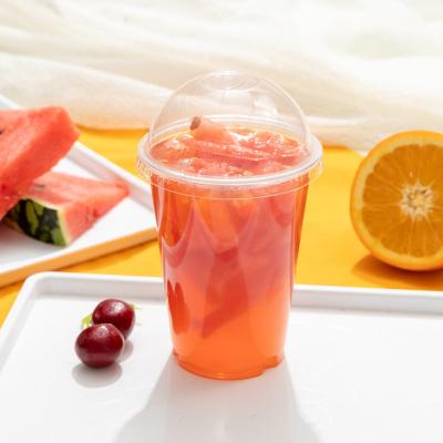 China Biodegradable PLA Plastic Cup 550ML printed logo cold drink cups with lids for sale