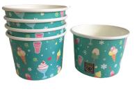 China White Cardboard Small Ice Creamserving  Bowls 0.6L Custom Logo Print for sale