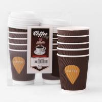 China 8oz Kraft Ripple Paper Cups 92mm PE Coated Hot Coffee Paper Cup for sale