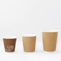 China Customization Ripple Wall Paper Cup 10oz Hot Drinking 90mm  Paper Cold Drink for sale