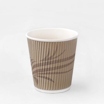 China Bio Degradable Ripple Wall Paper Cup 12oz Hot Drinking Kraft Ripple Paper Cups for sale