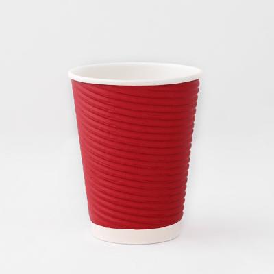 China Recycled 430ml Ripple Wall Coffee Cups 12oz Ripple Paper Cups Plastic Free Coated for sale