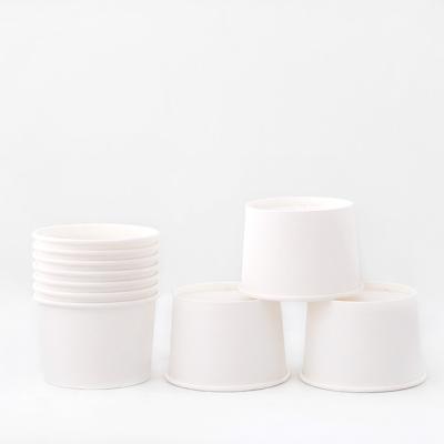 China Disposable 120ml Paper Bowl Custom Logo White Kraft PE Coated For Food And Soup for sale