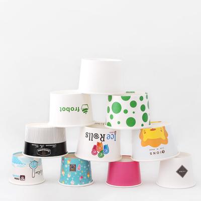China Yogurt 120ml Ice Cream Paper Bowl Yogurt Bowls Custom Logo Double PE Coated for sale