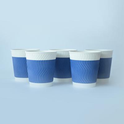 China 22Oz 630cc Ripple Wall Paper Cup For Juice PE Coated Eco Friendly for sale