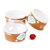 China 600ml Microwavable Disposable Bowls Cardboard Personalized Logo White Paper Ice Cream Cups for sale