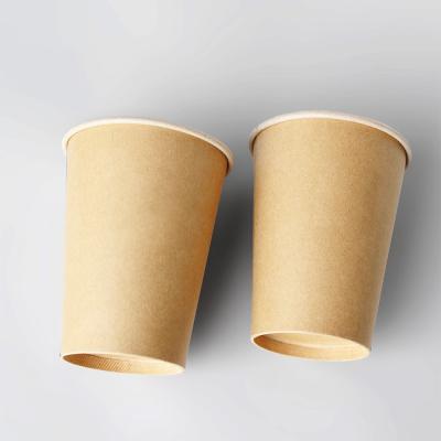 China Food Grade Brown Kraft Paper Cup Plastic Free Coated Single Wall Kraft Hot Cups for sale