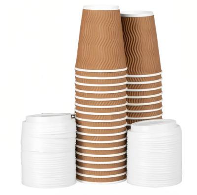 China Biodegradable Kraft Paper Baking Cups 250ml PE Coated Ripple Paper Cup Kraft for sale