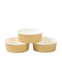 China Logo Customized Printed Paper Bowl 650ml Single Shape Biodegradable PLA Coated for sale